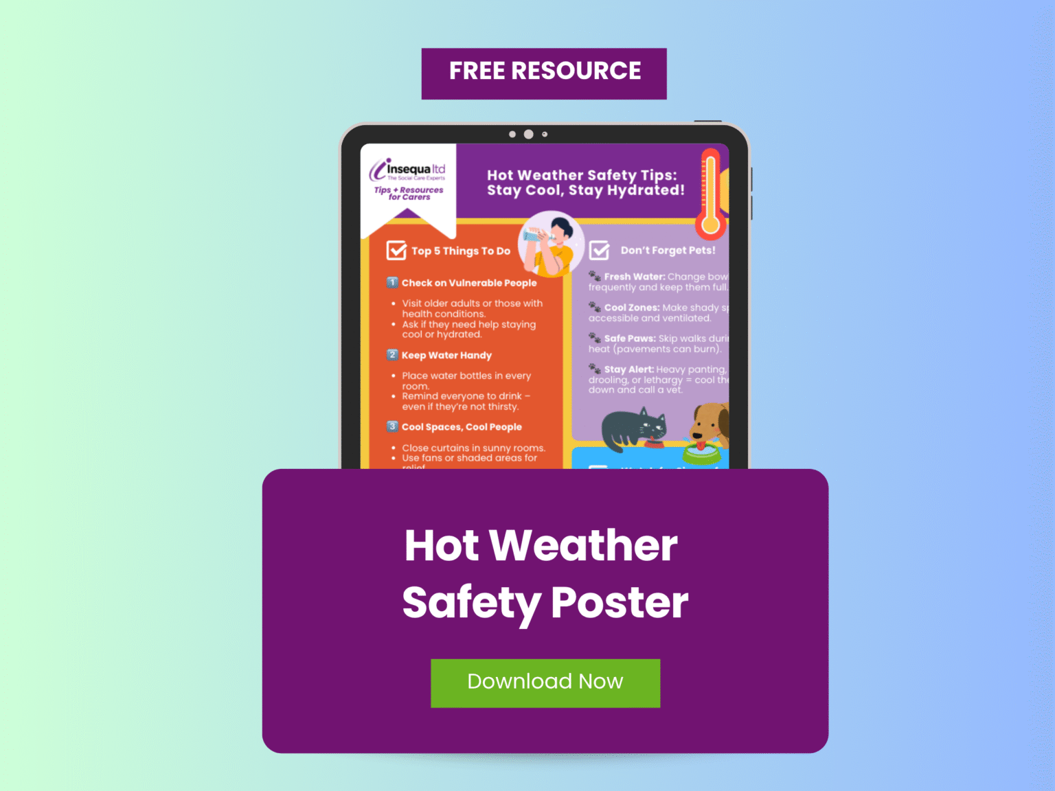 Hot Weather Poster: Essential Safety Tips for All in Social Care